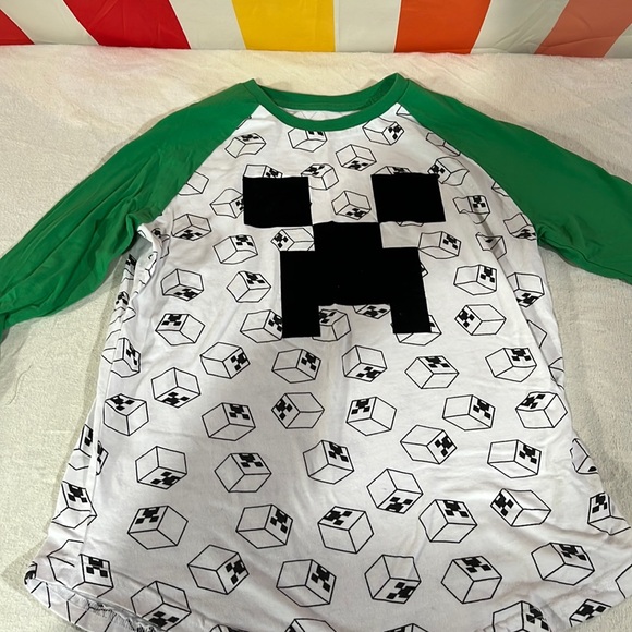 mojang | Shirts & Tops | Minecraft Creeper Longsleeved Baseball Tshirt ...